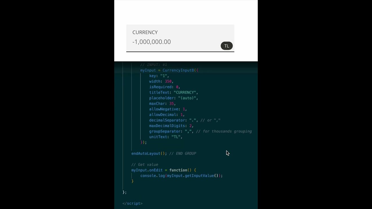 Currency Input - How to use this JS Component