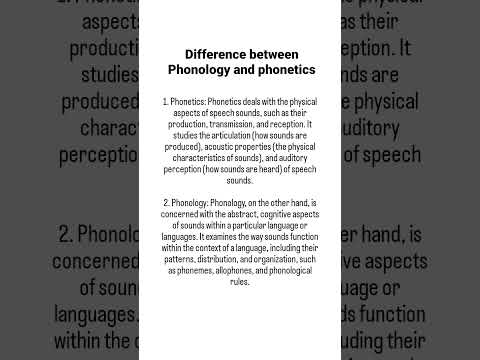 Difference between Phonology and Phonetics #linguistics #englishlinguistics #english