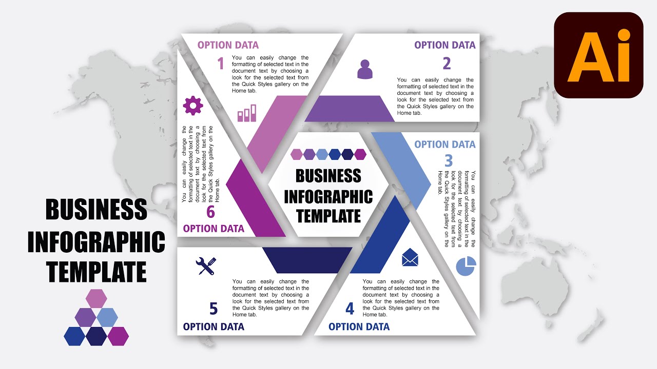 Infographic design | Hexagonal | Adobe illustrator tutorials | 010