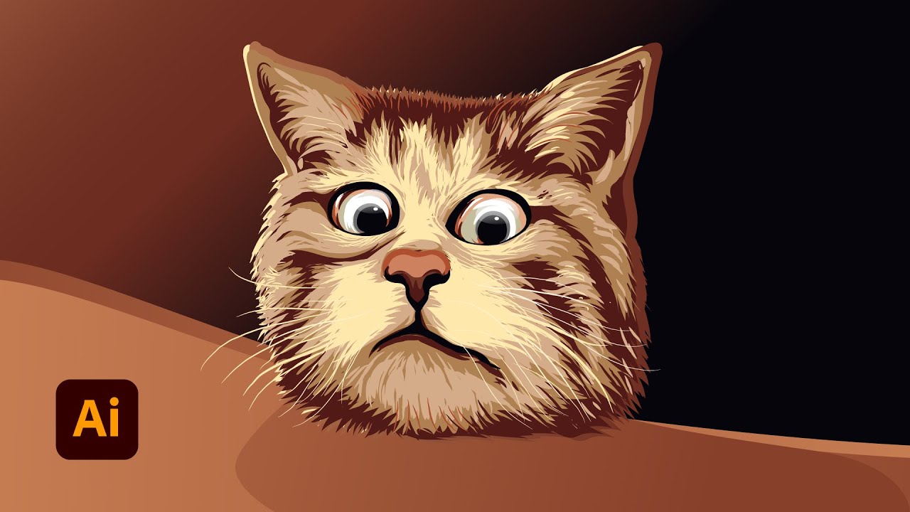 Cat vector artwork in illustrator speed art