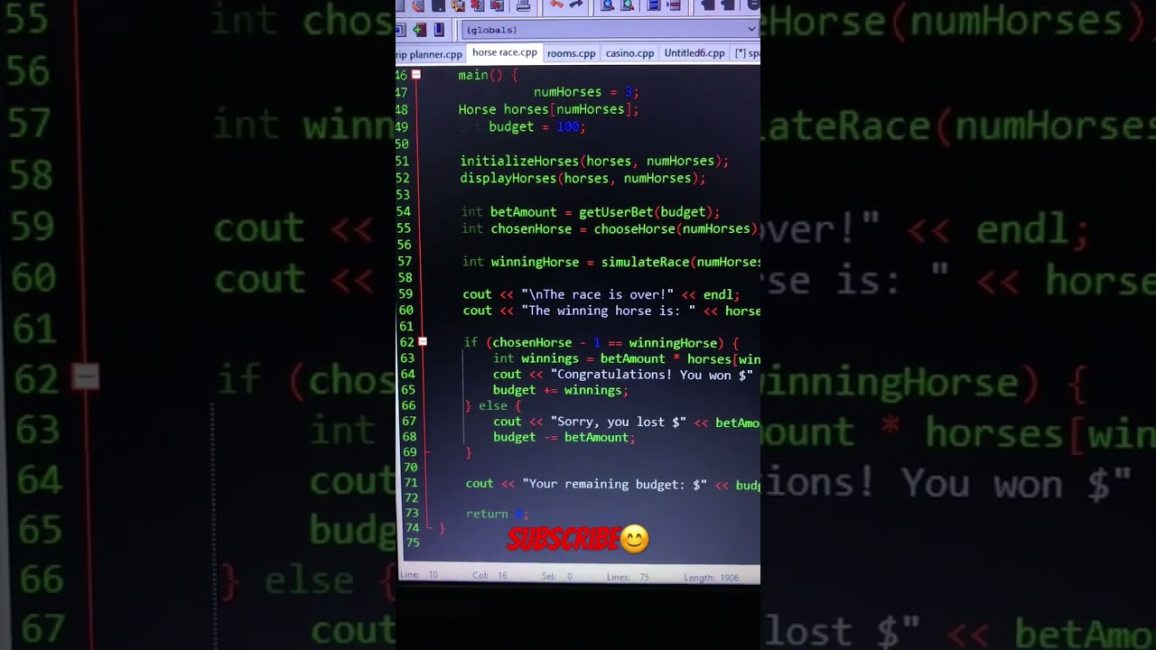horse race IDE dev c++ #coderstokyo #coding #cplusplus #ccompiler #codemasters #moderncpp #devcpp