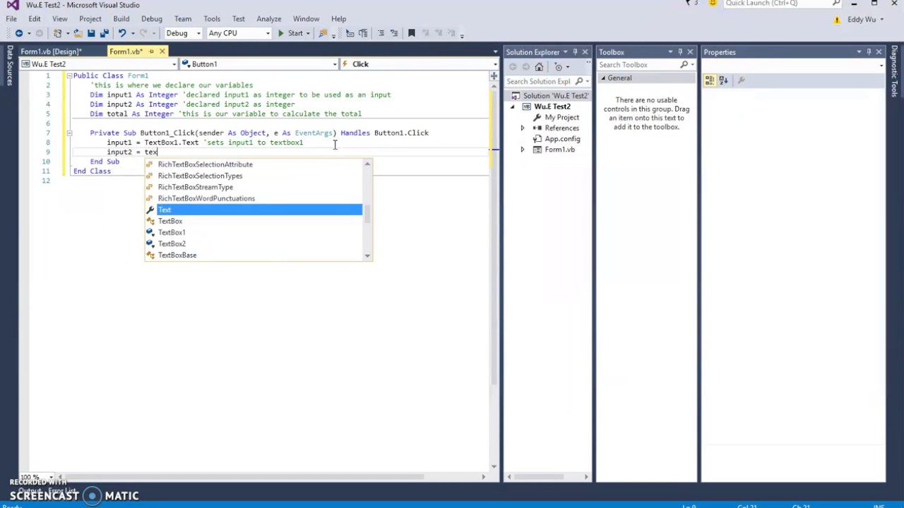 Visual Basic Unit 4 Variables, TextBoxes, and MessageBoxes