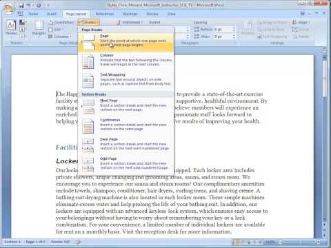 Using Styles in MS Word
