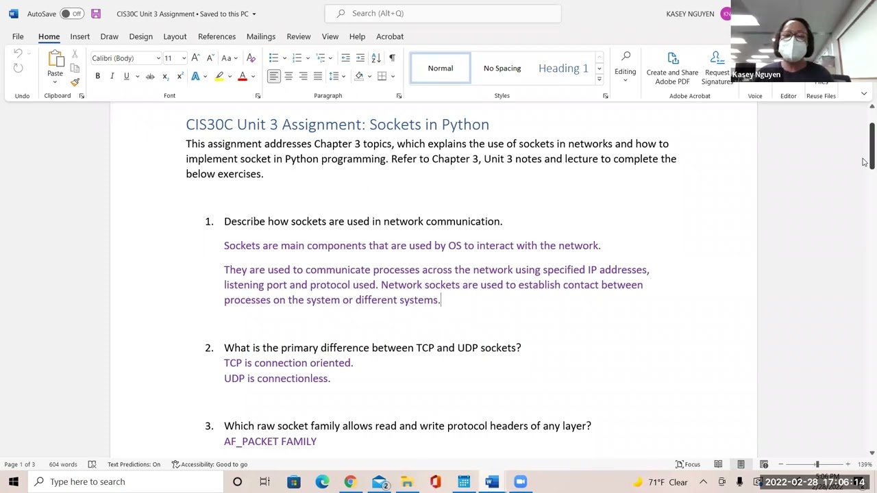 CIS30C Unit 3 Lecture: Socket Programming in Python