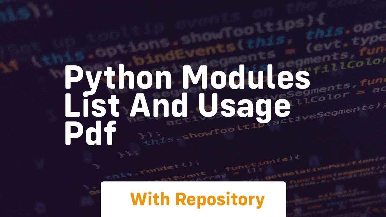 python modules list and usage pdf