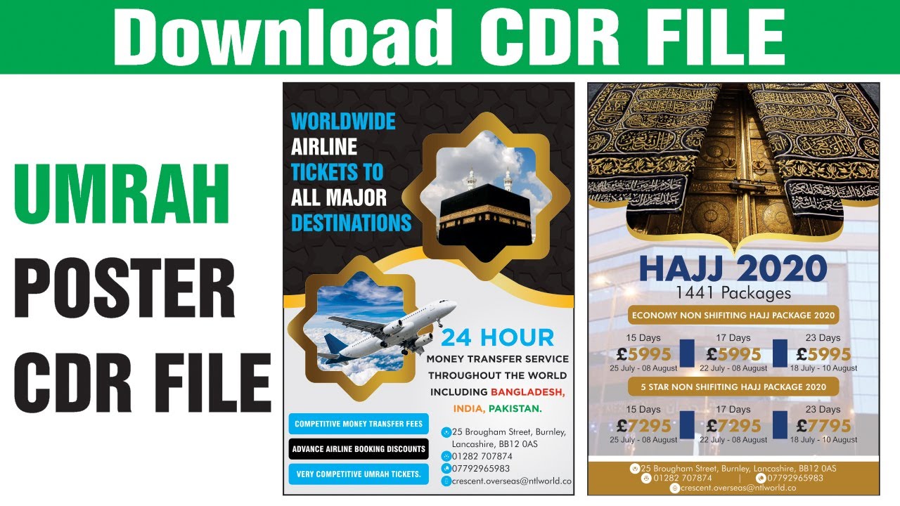 Download CDR File of Umrah Poster by Farooq Graphics.. | Corel Draw 2019 |