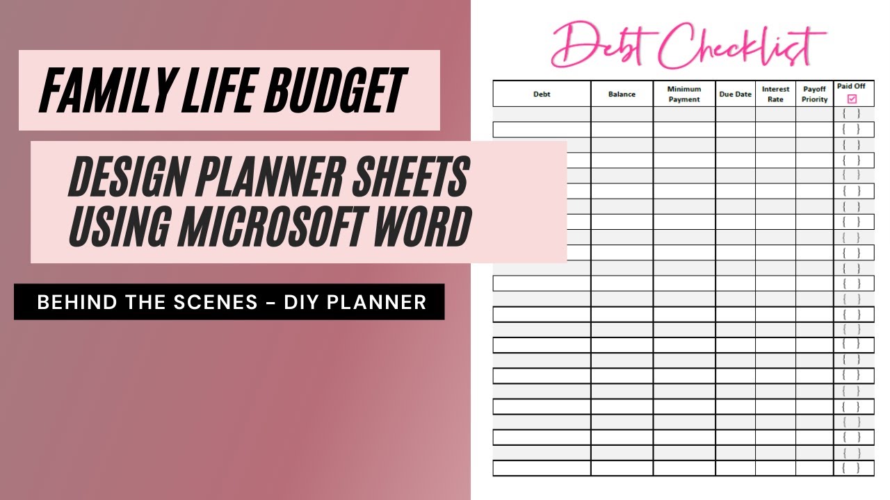 DIY PLANNER SHEETS USING MICROSOFT WORD | Family Life Budget Planner Launch | R&B Collective
