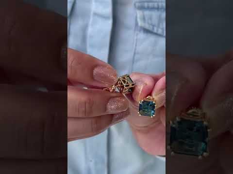 December Birthstone 6.25 CT Asscher Cut London Blue Topaz Solitaire Earring