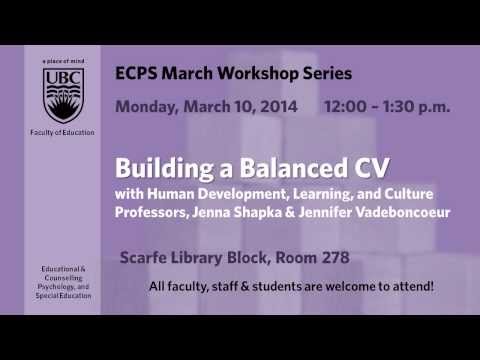ECPS Workshop Series - Building a Balanced CV