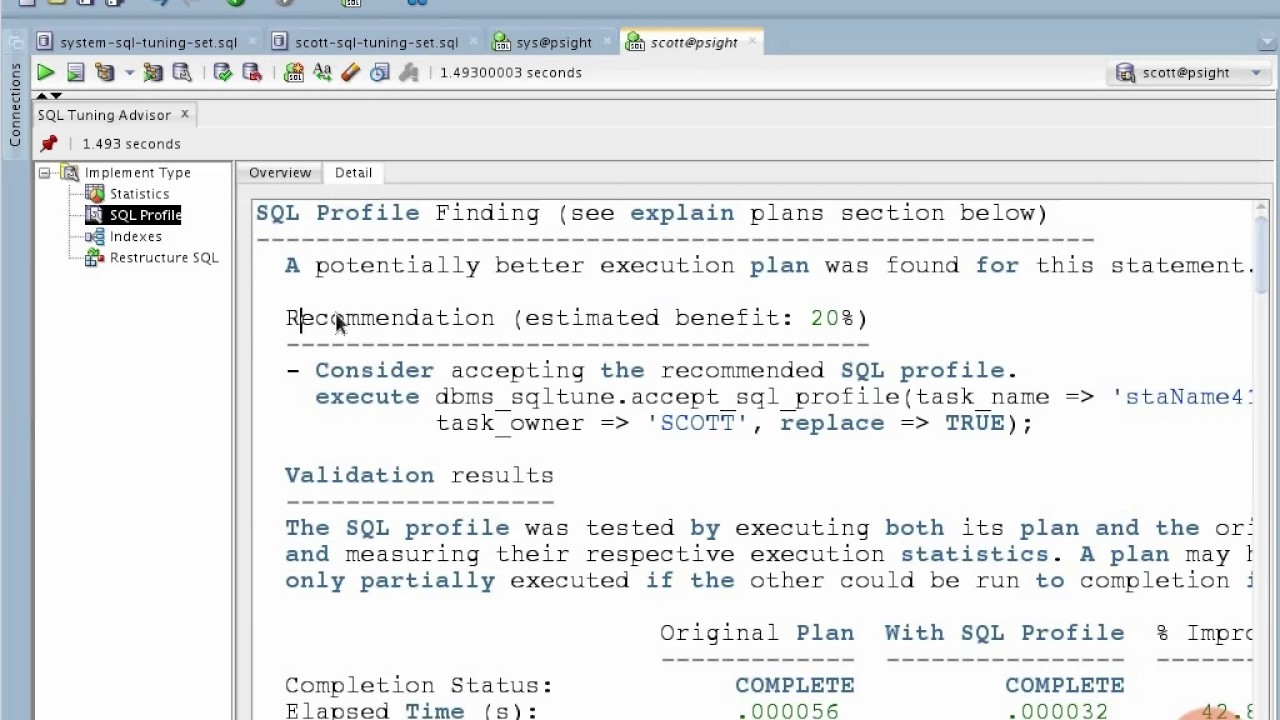 0307 Demo 2 Using the SQL Tuning Advisor