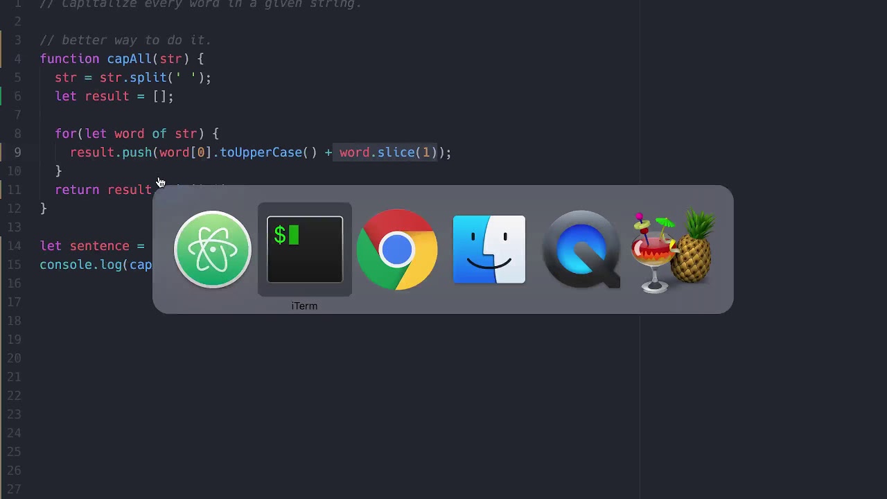 Capitalize all words in a given string - Javascript