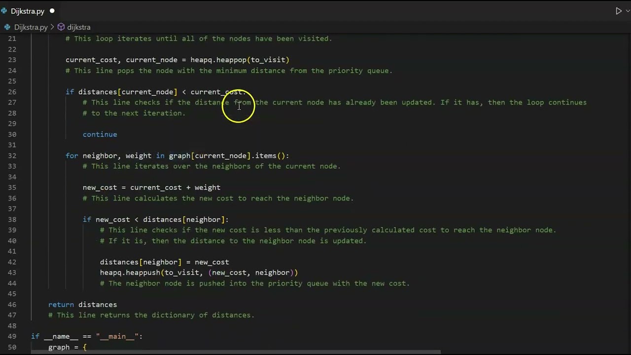 Dijkstra Algorithm using import heapq Python Code