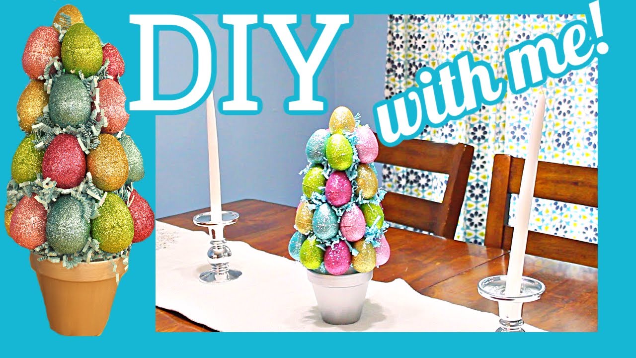 NEW!! EASTER DIY WITH ME!! || EASTER EGG TOPIARY || EASTER TABLE CENTERPIECE