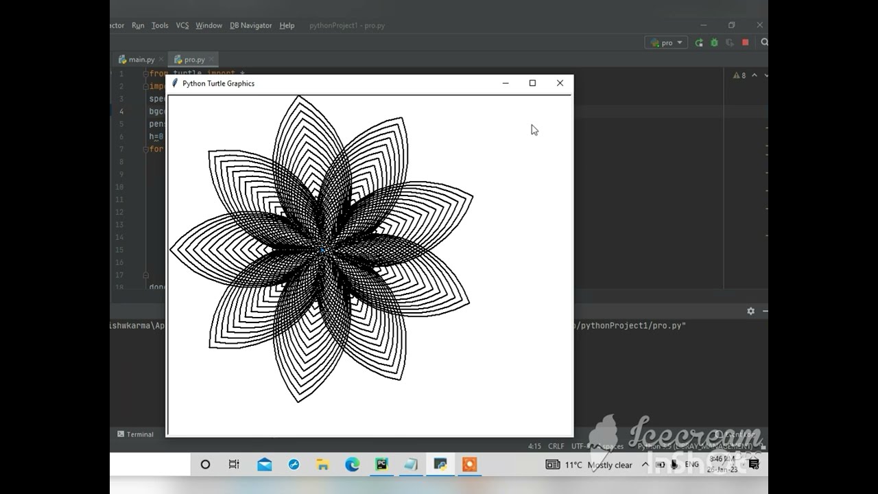 cool flower using turtle python|| graphic design flower||python turtle 🐢#python #turtle