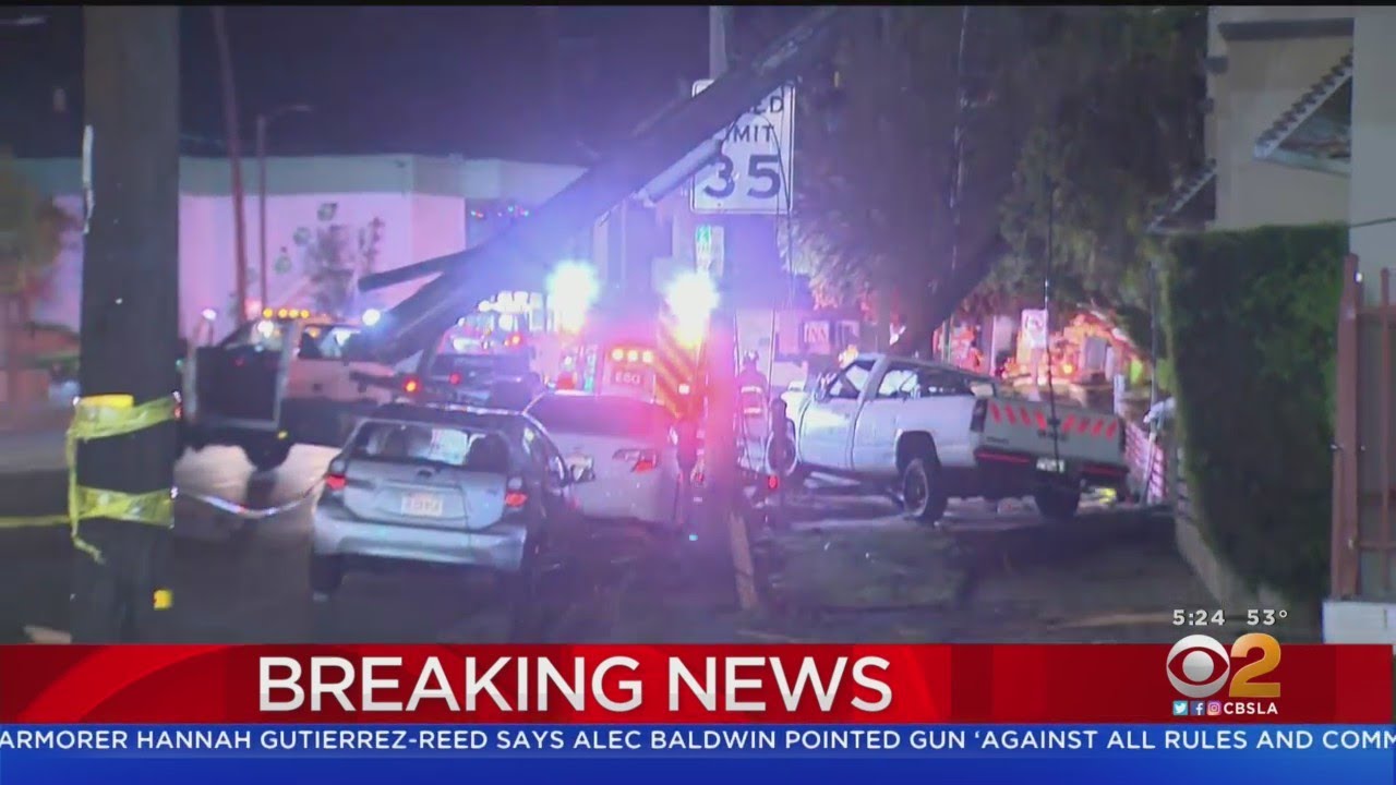 Stolen Truck Slams Into Power Poles, Knocks Out Electricity In Studio City