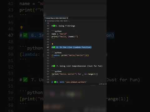 Top 10 Concise Ways to Print "Hello, World!" in Python #coding #python #programminglanguage