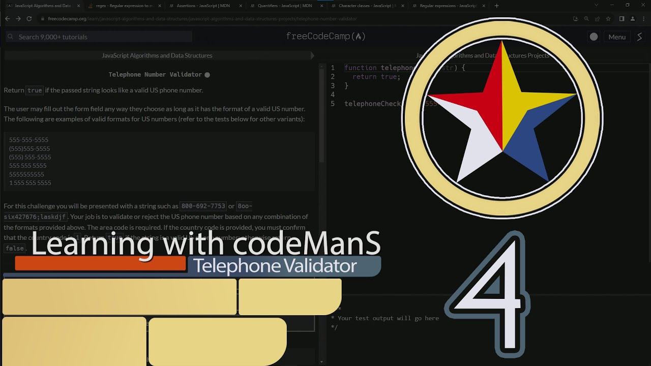 Telephone Number Validator | JavaScript Algorithms and Data Structures Projects | freeCodeCamp