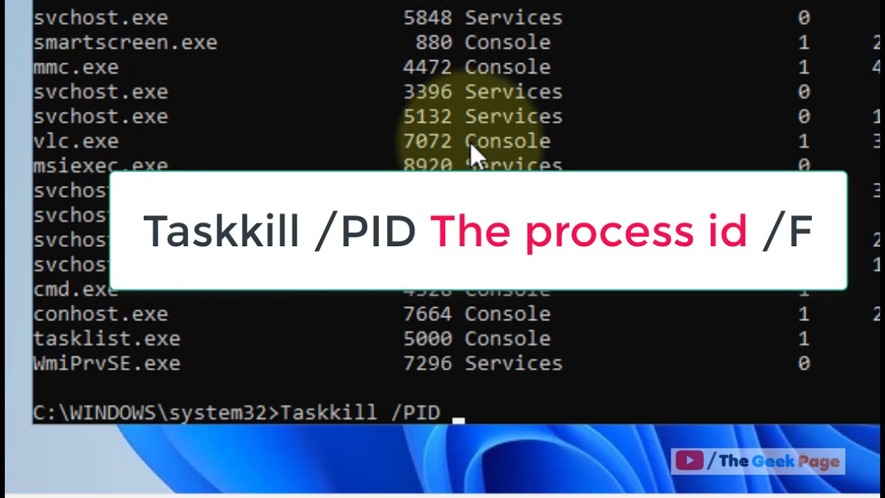 Use Taskkill to kill task using command prompt in Windows 11