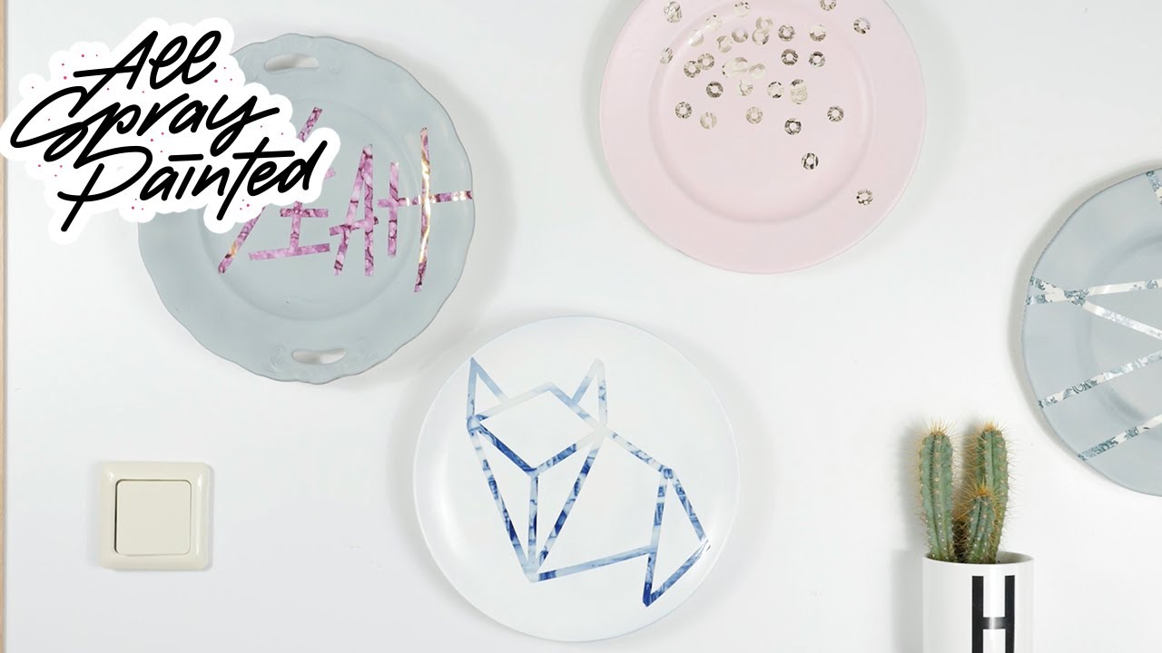 Spray Painted Porcelain Plates Wall Art - DIY