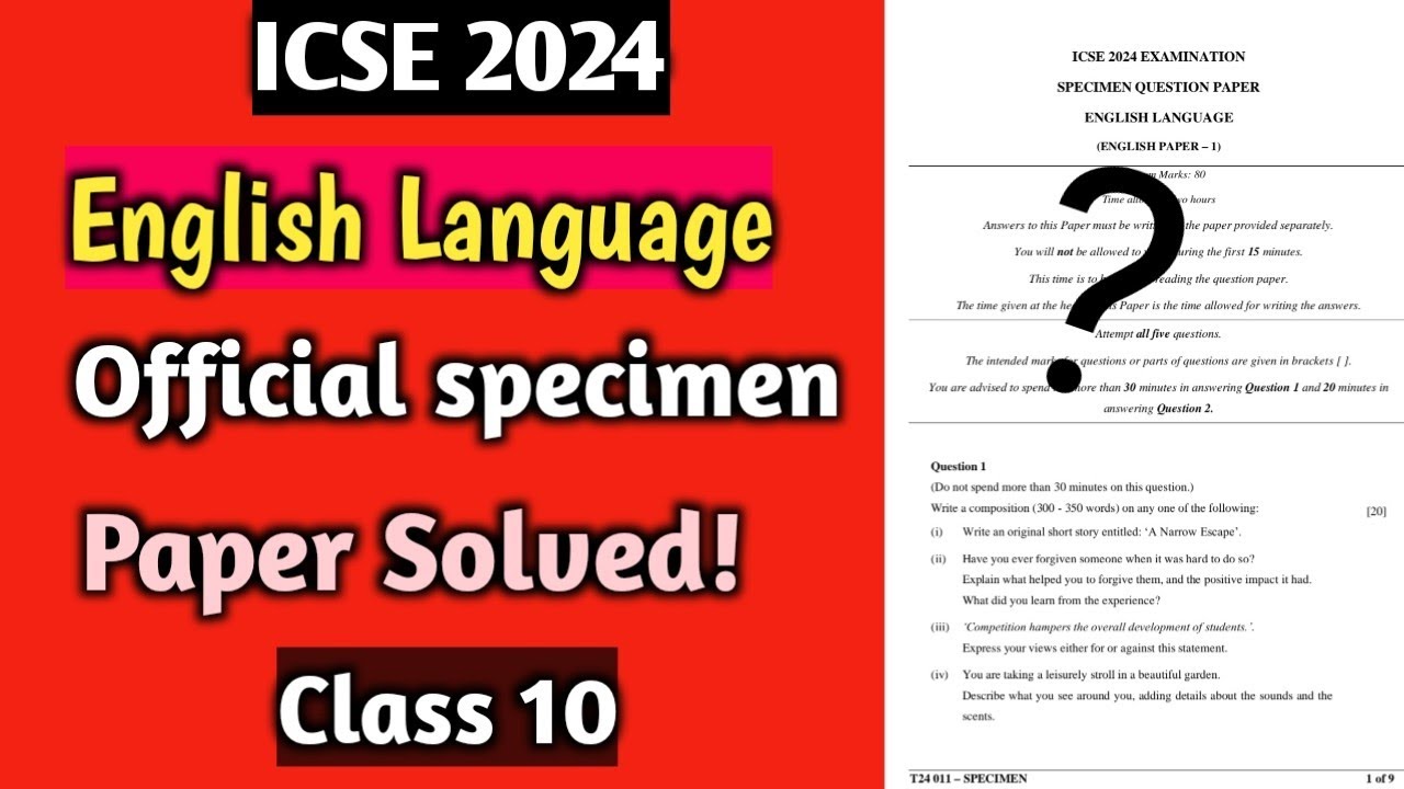 ICSE 2024: English Language Solved specimen paper | Class 10
