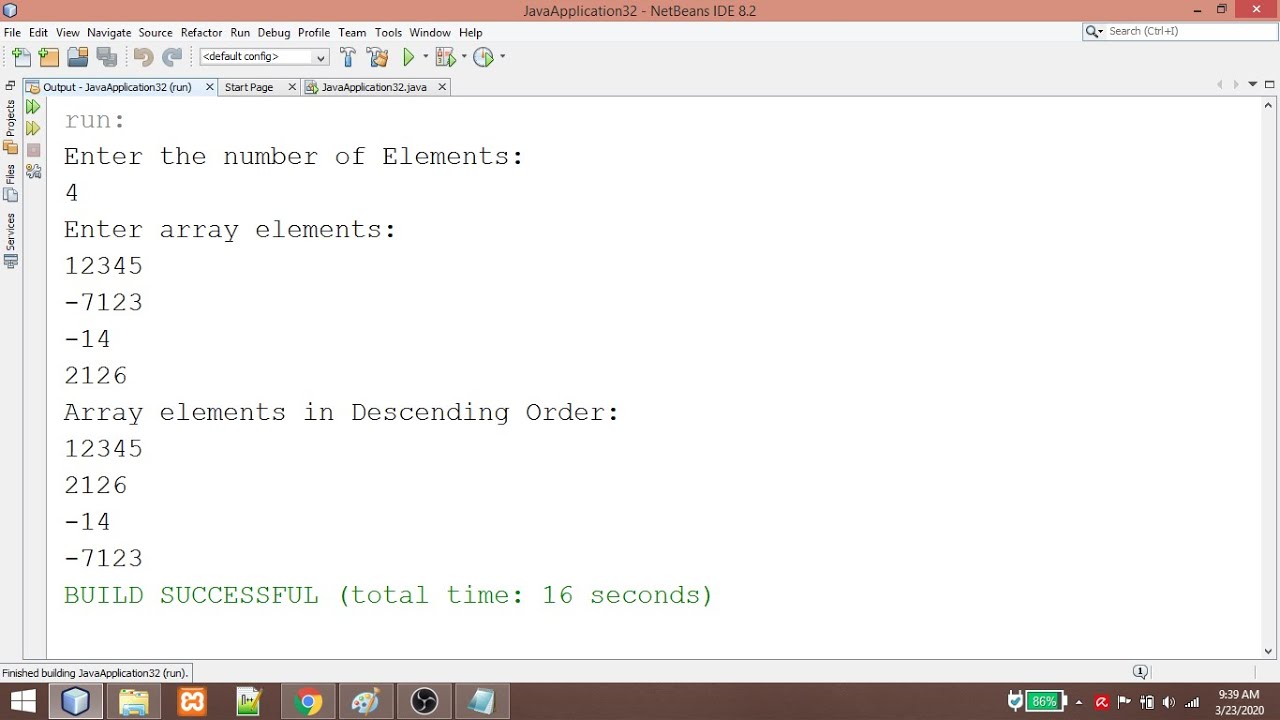 Sort an Array in Descending Order using JAVA NETBEANS