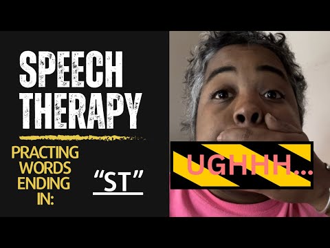 Speech Therapy with Cerebellar Ataxia. Practicing words ending in "st" and "nt".