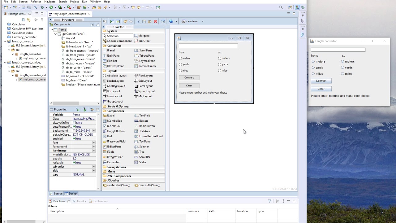 Length converter. Java. Eclipse. Desktop application