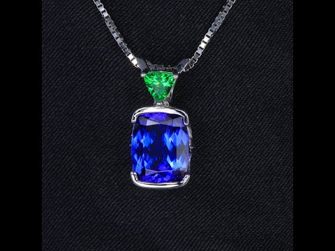 14K White Gold Tanzanite and Tsavorite Garnet Pendant 3.11 Carats