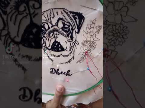 Hand embroidery pet portrait