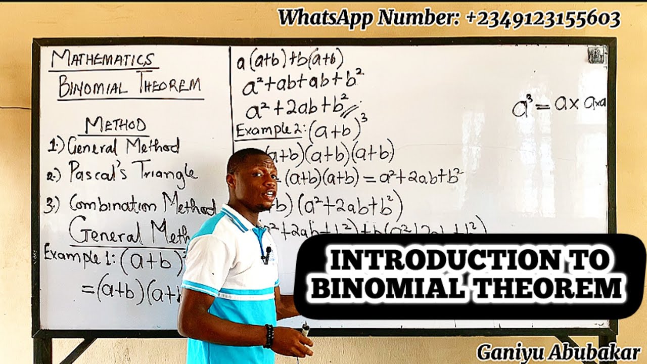 INTRODUCTION TO BINOMIAL THEOREM (1) (Definition, Methods,Examples) #ganiyuabubakar #binomialtheorem