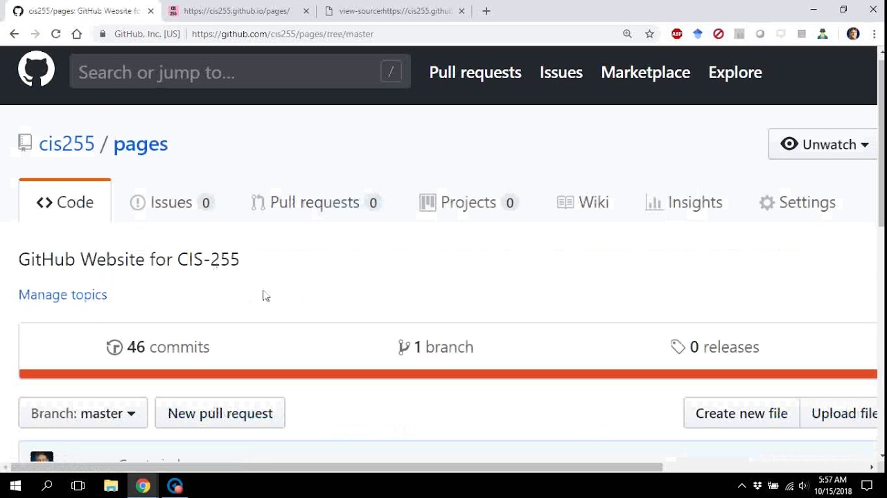 cis255 Create external CSS on GitHub Pages page