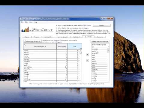 How to find adverbs ending in -ly using myWordCount