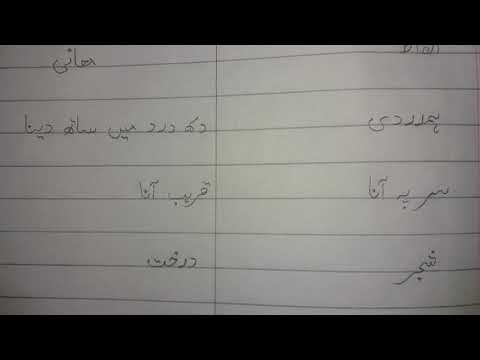 words/meaning in urdu rush for grade 2