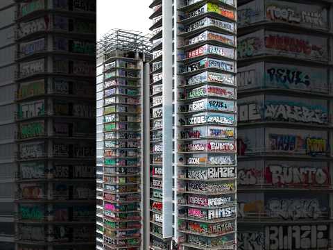 #Graffiti Artists tag downtown #LA apartment building numerous times 😯😯 #drone #california