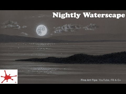 How to Draw a Night Waterscape With the Moon | Geneva William
