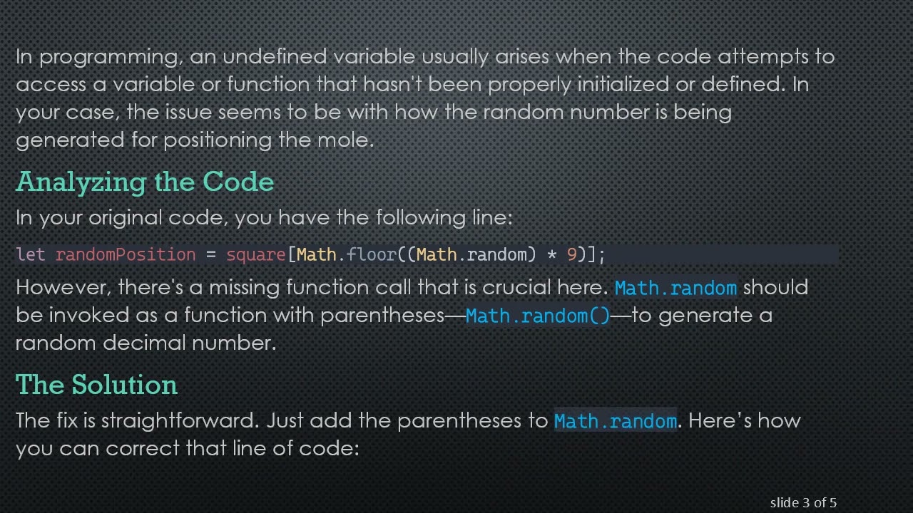 Fixing the Undefined Variable Error in Your JavaScript Game Code