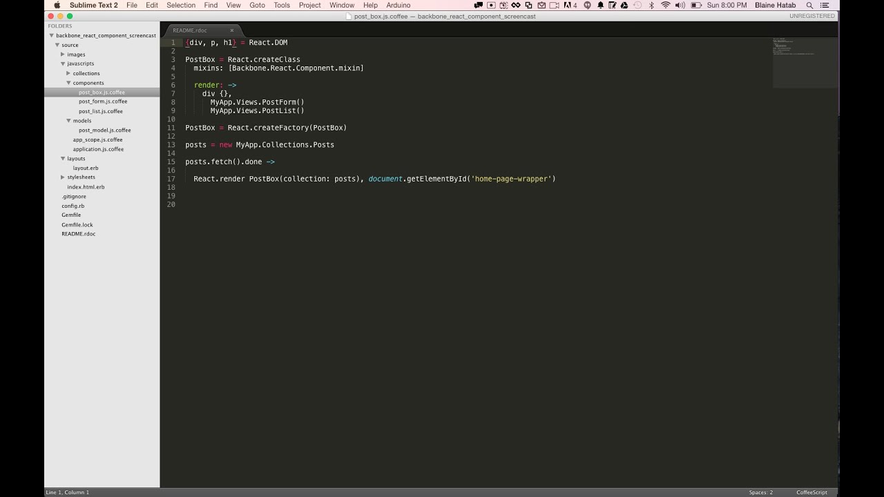 Backbone React Component with Middleman