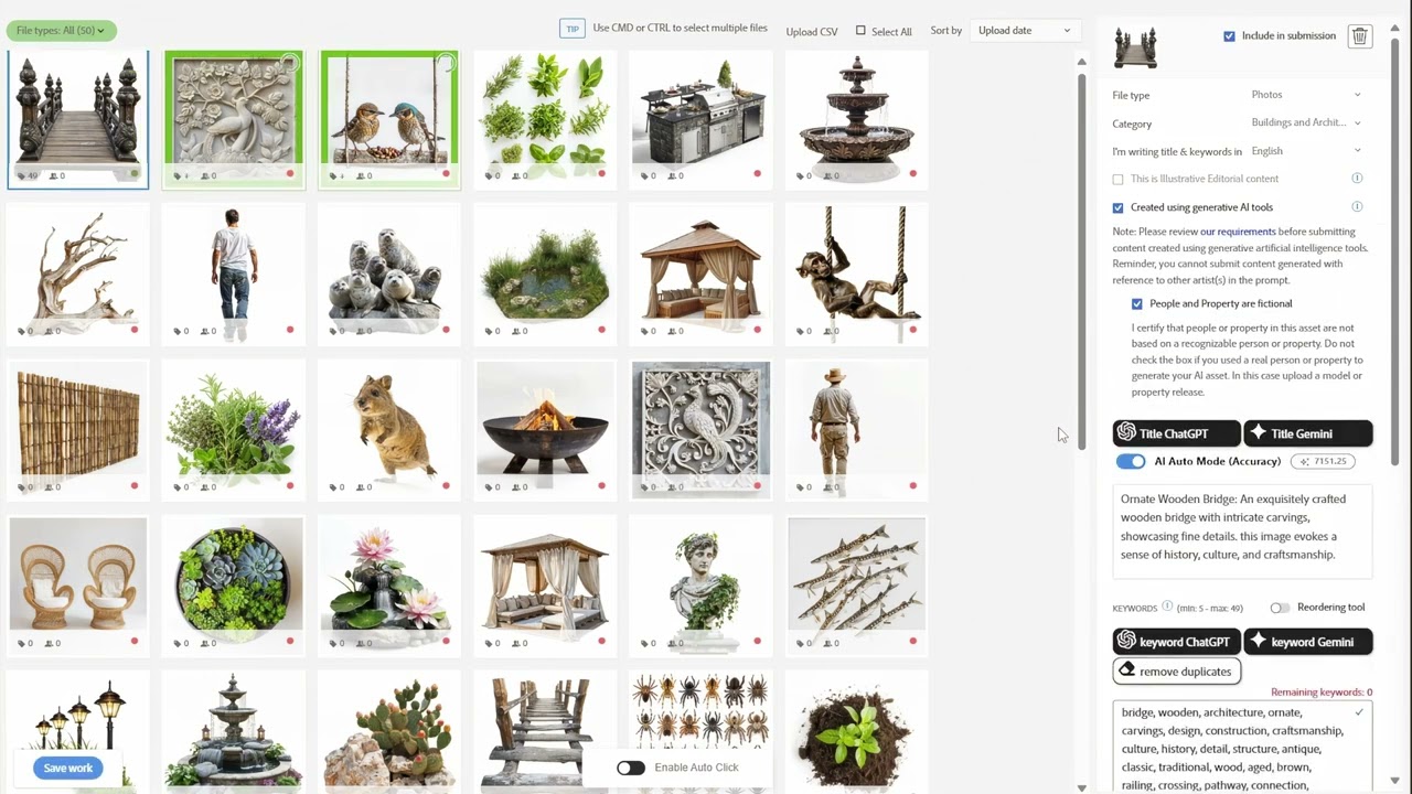 Create titles and keywords in Adobe Stock (2025).  Easy Keyword for Adobe Stock (Chrome Extension)