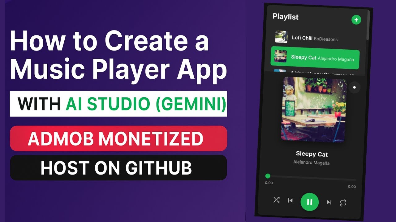 How to Create a Music Player App with AI Studio (Gemini) | AdMob Monetized | Host on GitHub