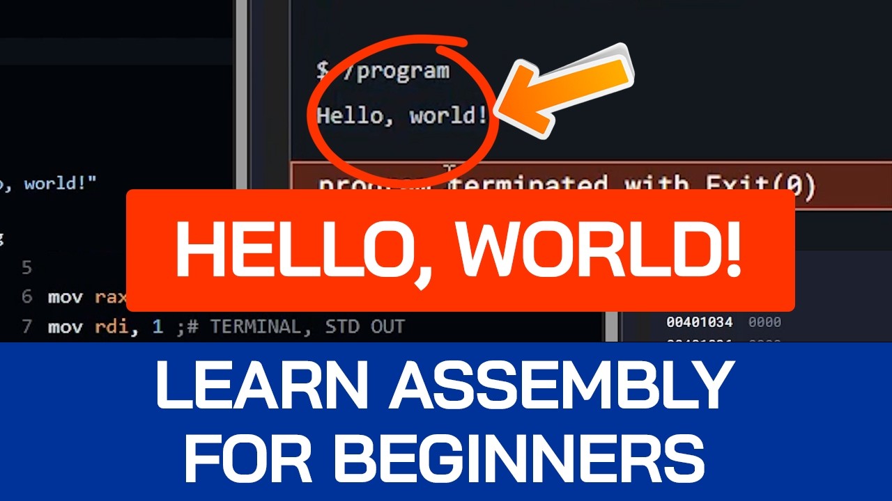 Learn 'Hello World' in Assembly | Tutorial for Beginners | x86-64 Assembly Course