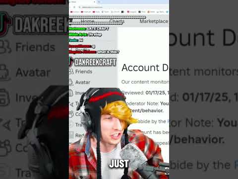 Kreekcraft Gets his Roblox Account deleted