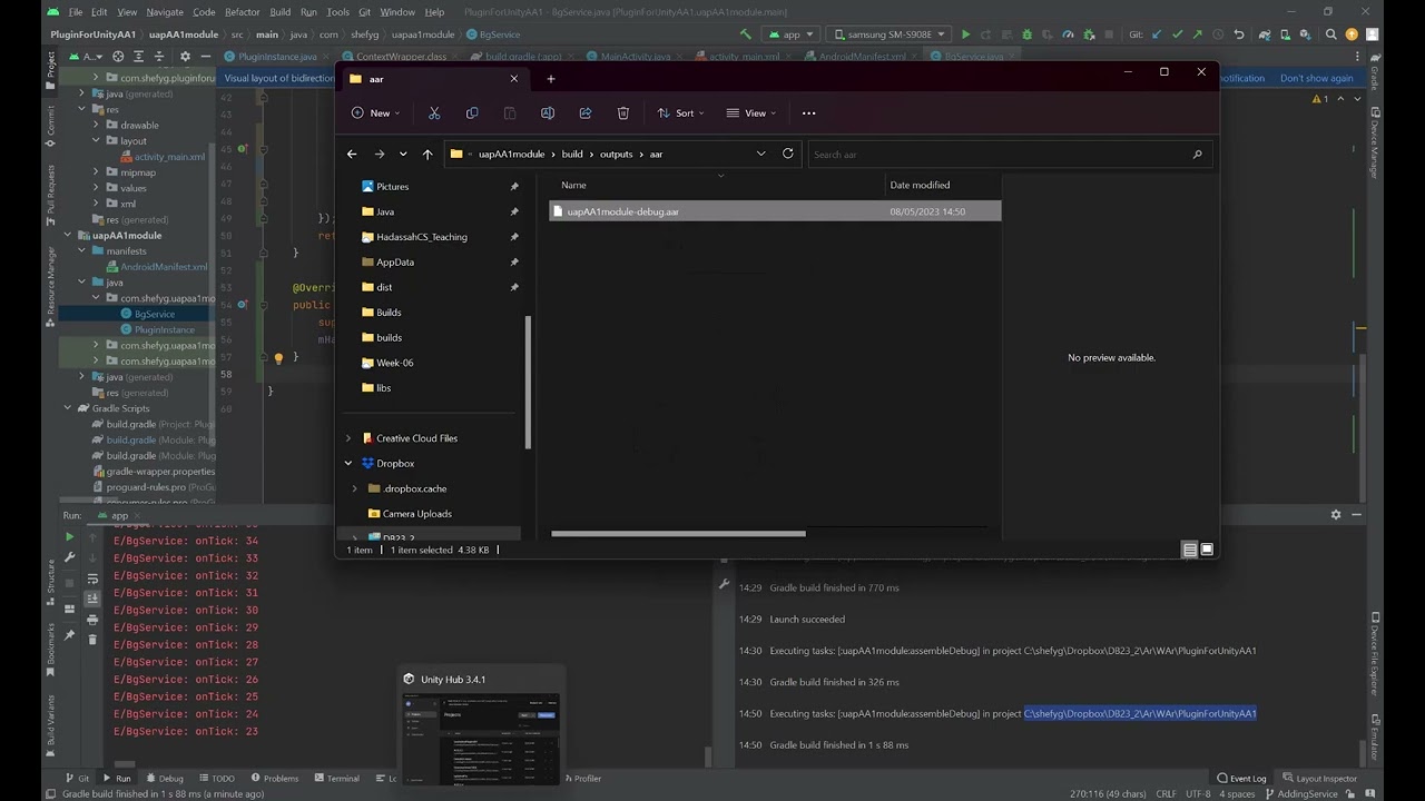 Unity with Android Plugin that has Background Service Tutorial