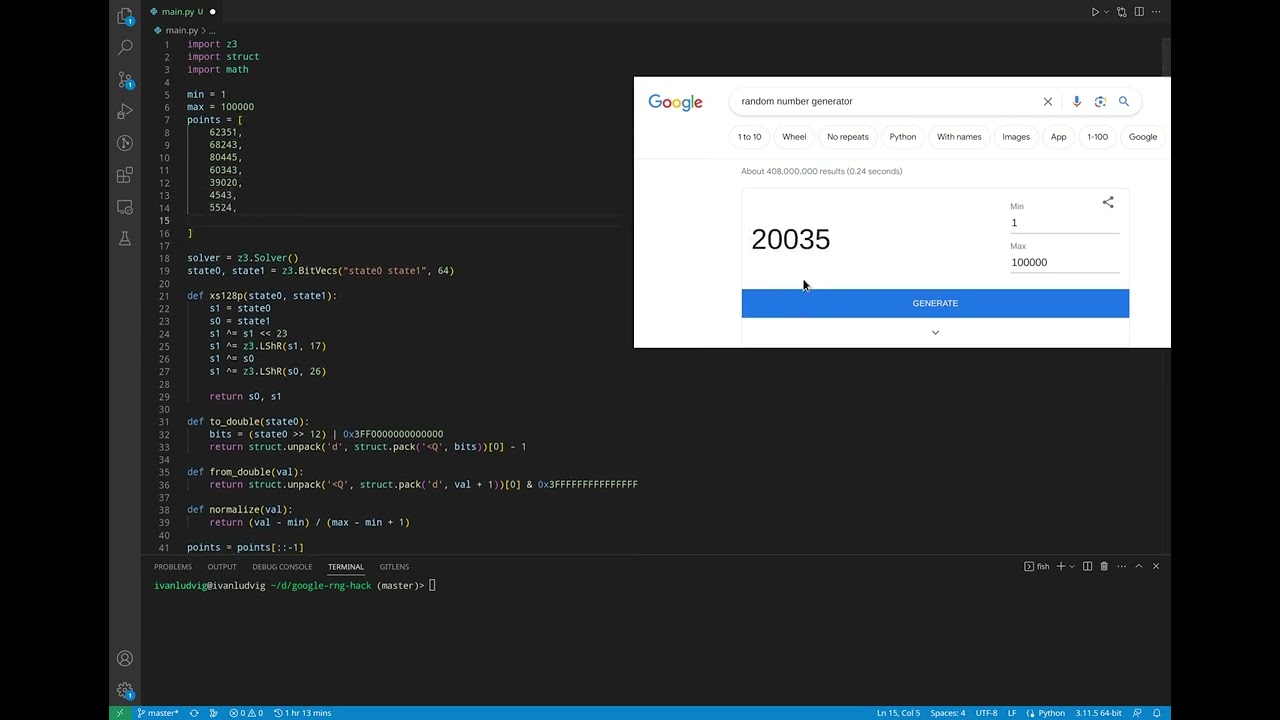 Hacking Google Random Number Generator