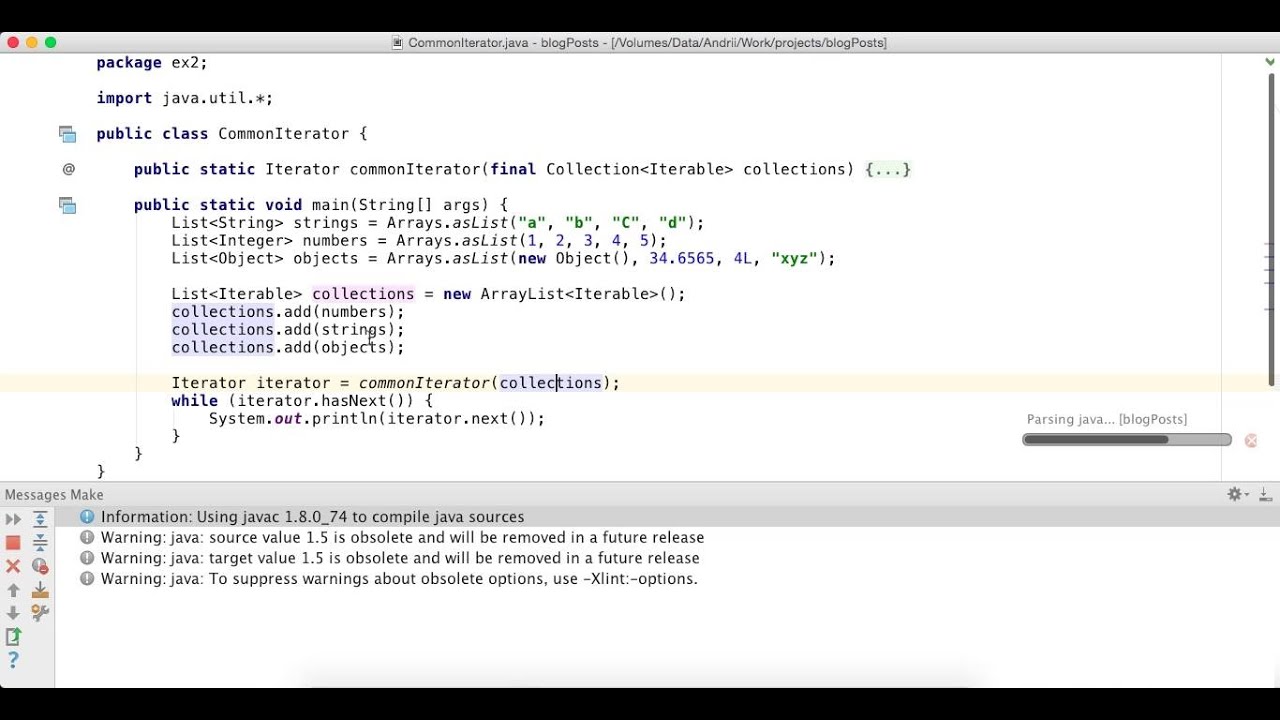 Common iterator for several collections in Java