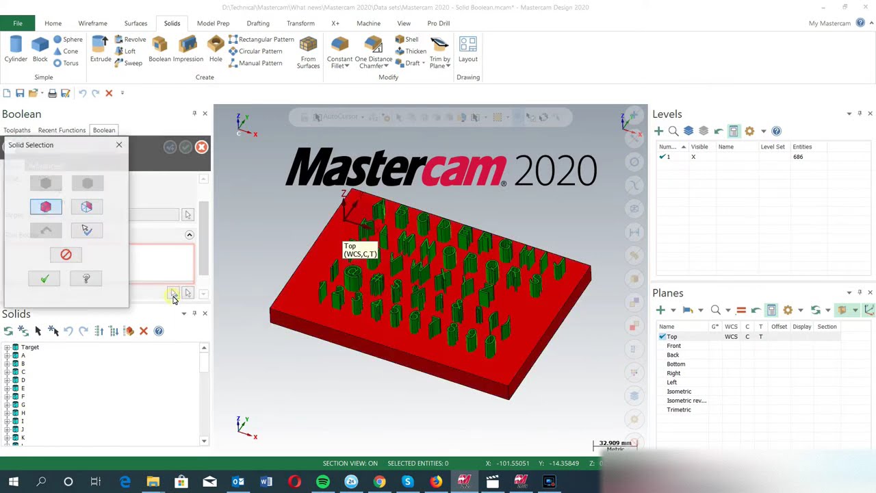 Mastercam 2020 Solid Boolean