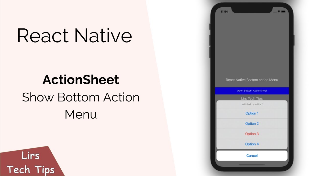 React Native: Bottom ActionSheet Menu