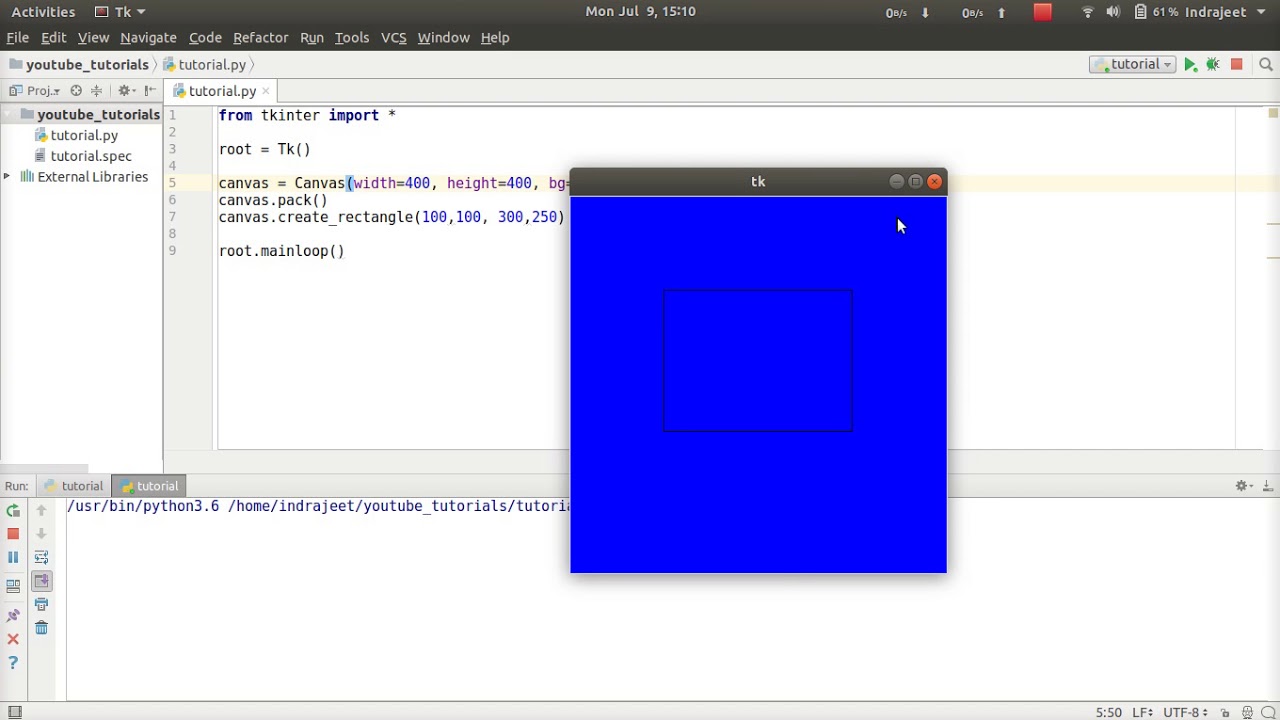 Python GUI Tutorial - 17 - Canvas - create rectangle | Tkinter
