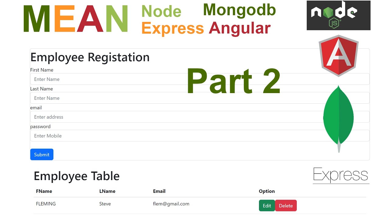 Nodejs Angular with Mongodb (MEAN) Crud App Part 2