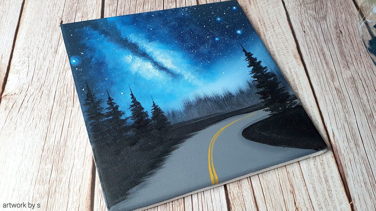 Galaxy night sky / easy acrylic painting for beginners ✨️