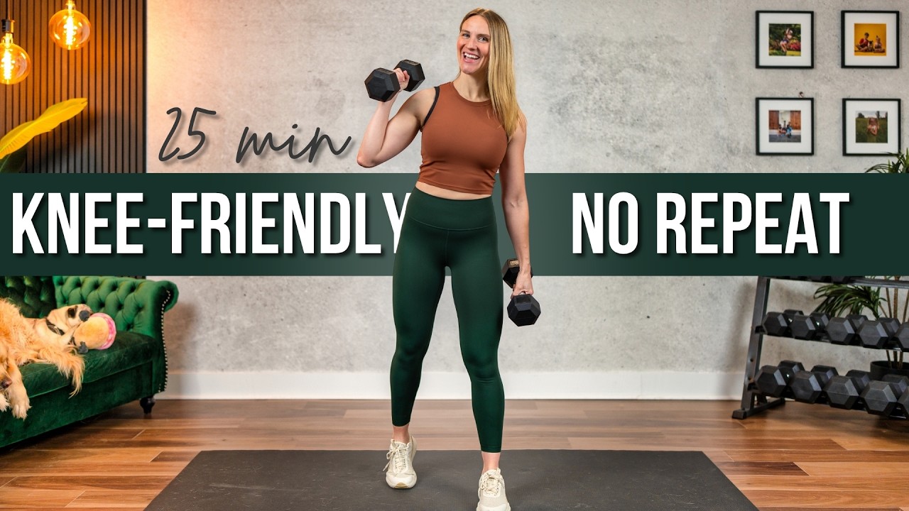 25 min. No Repeat KNEE FRIENDLY Lower Body and Abs SUPERSETS Strength Training